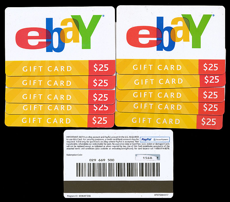 eBay PayPal Used Collectible $25 Gift Card (Lot of 10) NO VALUE Free ... eBay PayPal Used Collectible $25 Gift Card (Lot of 10) NO VALUE Free ...